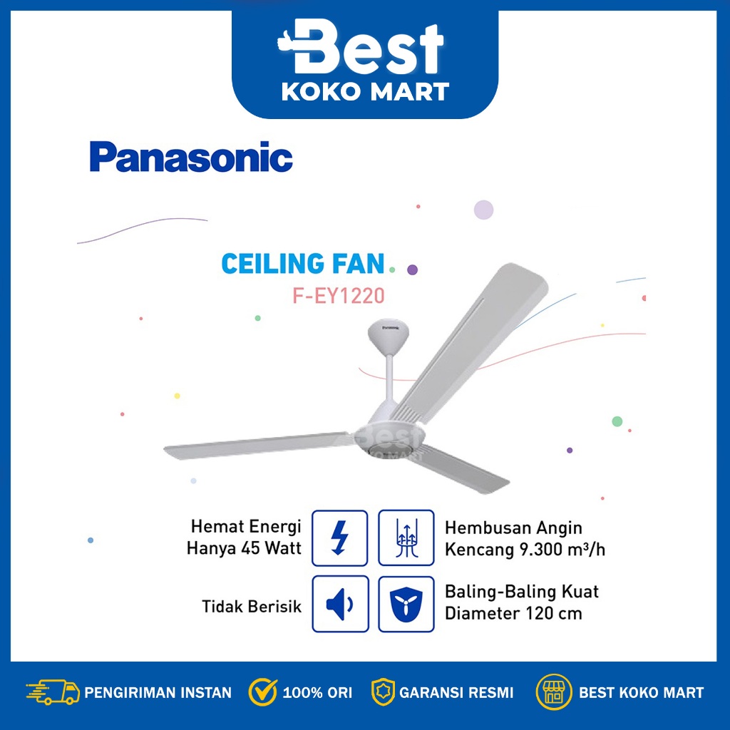 Jual Panasonic F-EY1220-W Ceiling Fan - Warna Putih Industrial Ceiling ...