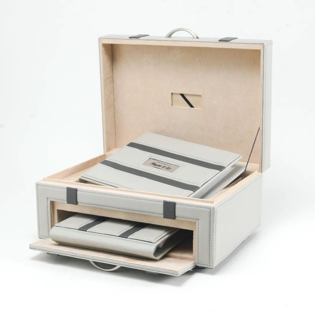 Jual Album Foto Kulit 20x30 Kolase dan Box Kulit Susun 2 Tingkat (Abu ...