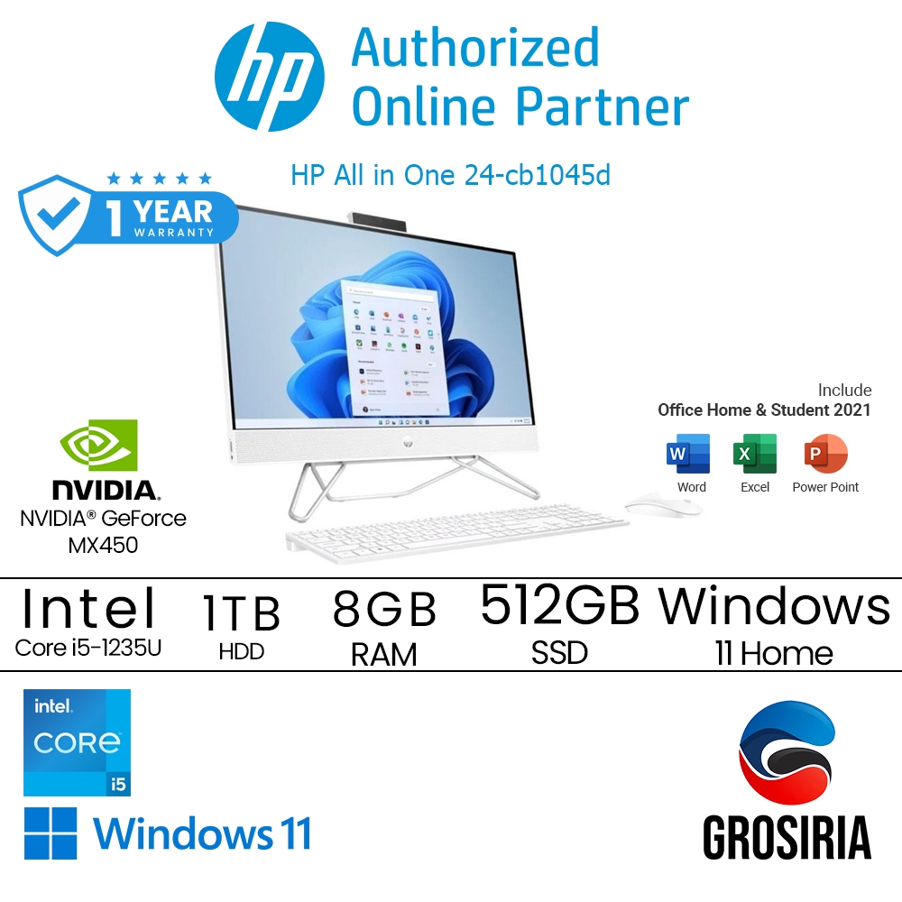 Jual HP PC AIO 24 CB1045D Intel Core i5 1235U 8GB 512GB+1TB WIN11 White ...