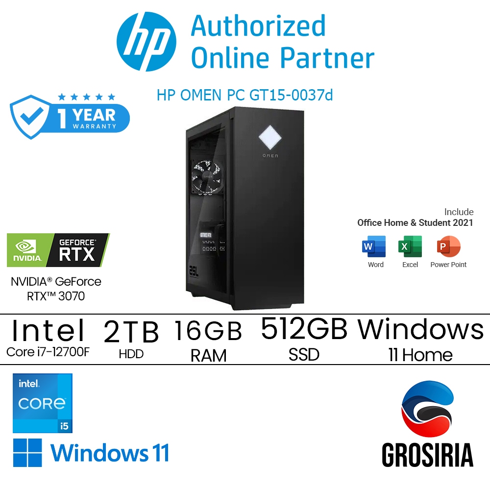 Jual HP PC Desktop OMEN 25L GT15 0037D Intel Core i7 12700F 16GB 2TB+512GB - 73V22PA | Shopee ...