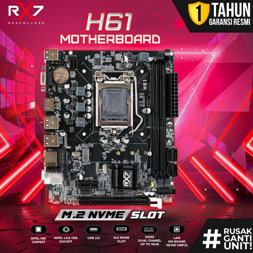 Jual Baru Motherboard RX7 H61 LGA 1155 DDR3 H61 Mainboard Support Nvme ...