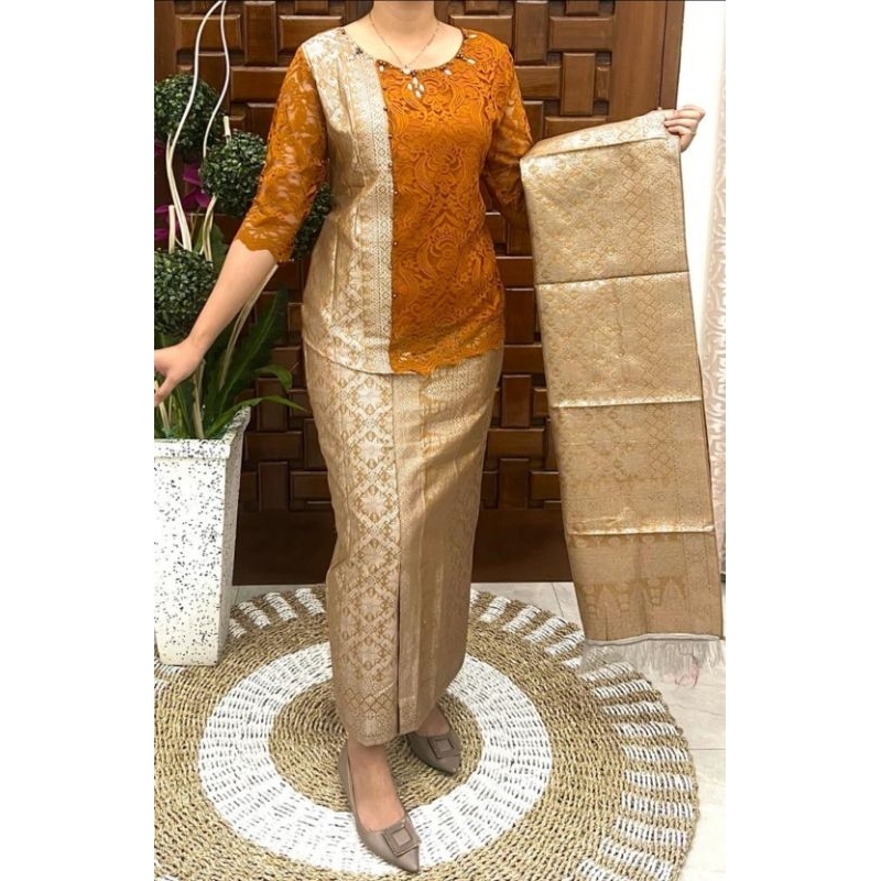 Jual Stelan renda kombinasi songket + selendang | Shopee Indonesia
