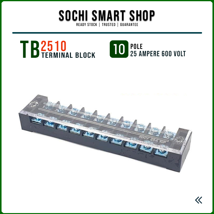 Jual TB 2510 Terminal Blok 25 Ampere 600 Volt 10Pin | Shopee Indonesia