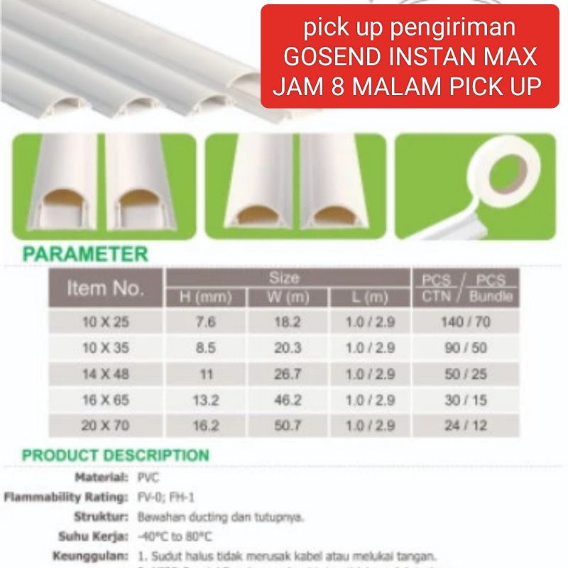 Jual niso cable floor duct tape tc kabel lantai 10x35 mm 1 meter ...