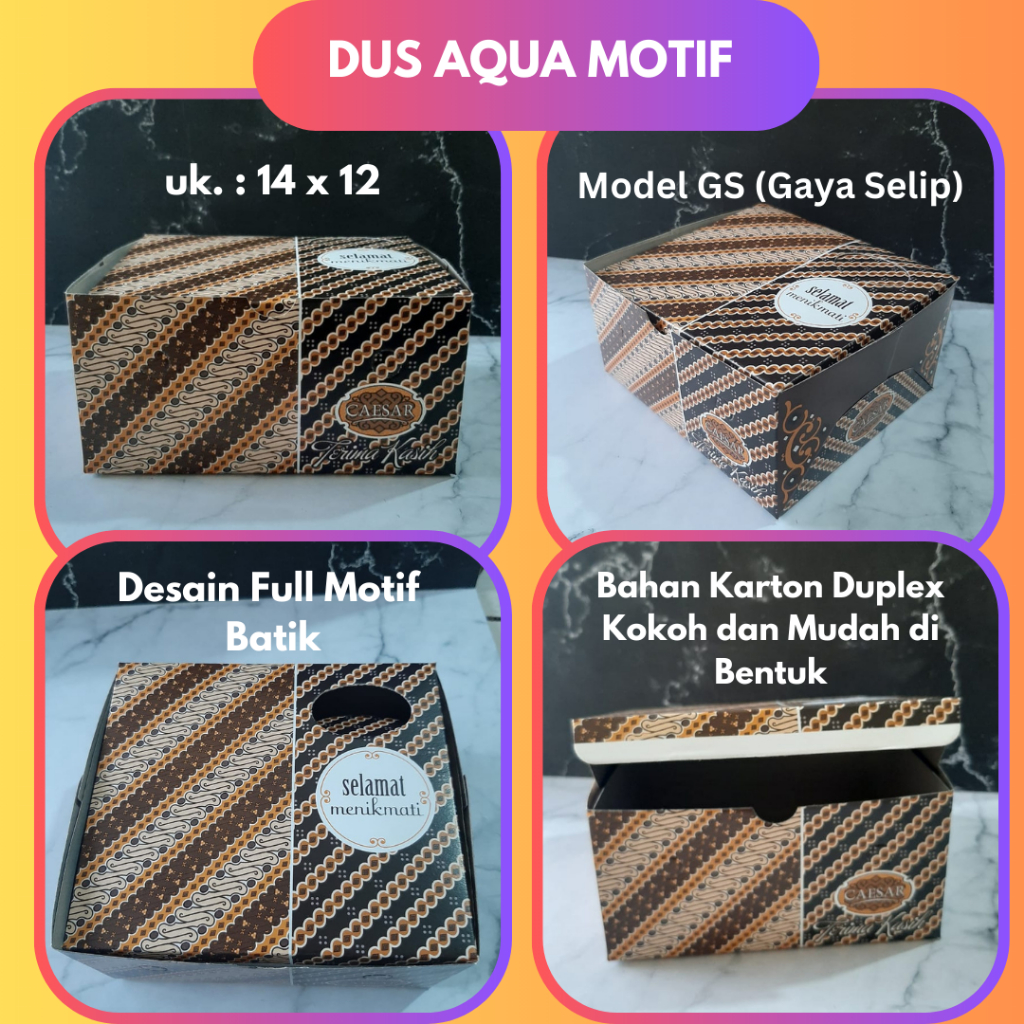 Jual DUS / BOX SNACK AQUA FULL MOTIF BATIK GS (GAYA SELIP) | Shopee ...