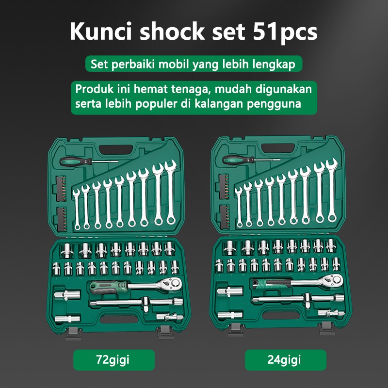 Jual ISKU Kunci Shock Set 51pcs 1/2 24/72Gigi Gagang Rachet Tool Kit ...