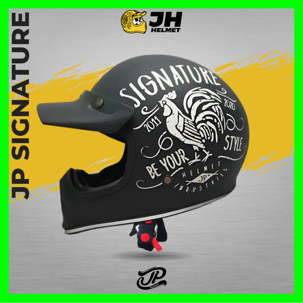 Jual Helm JP Signature Motif SG05 Nine Year Black Doff | Helm Cakil ...