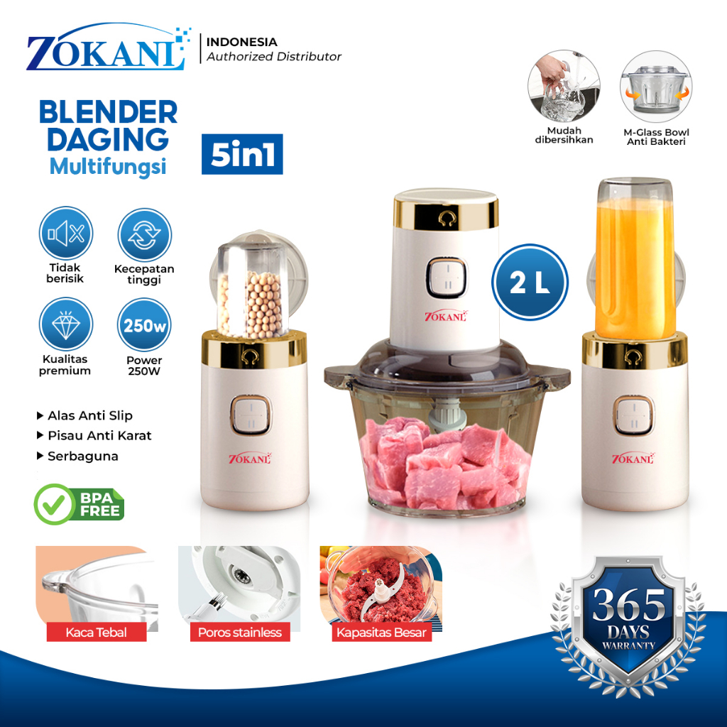 Jual Zokani 5IN1 Premium Food Chopper 250 Low Watt BPA Free / Blender ...