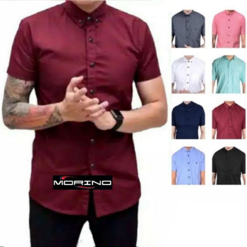 Jual KEMEJA Pria Slim fit lengan pendek casual formal reguler navy ...