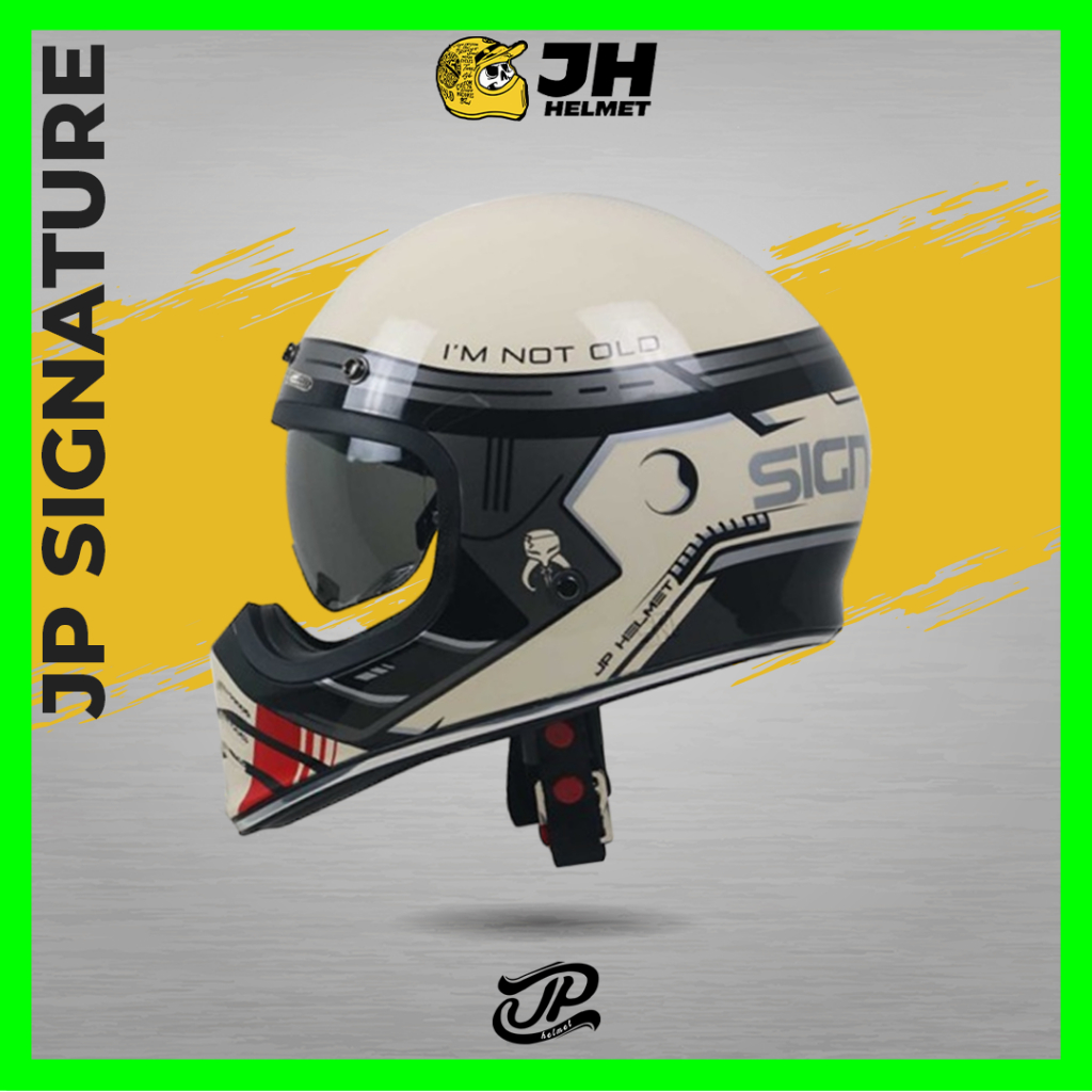 Jual Helm JP Signature Motif SG11 Trapper White Cream Glossy | Helm ...