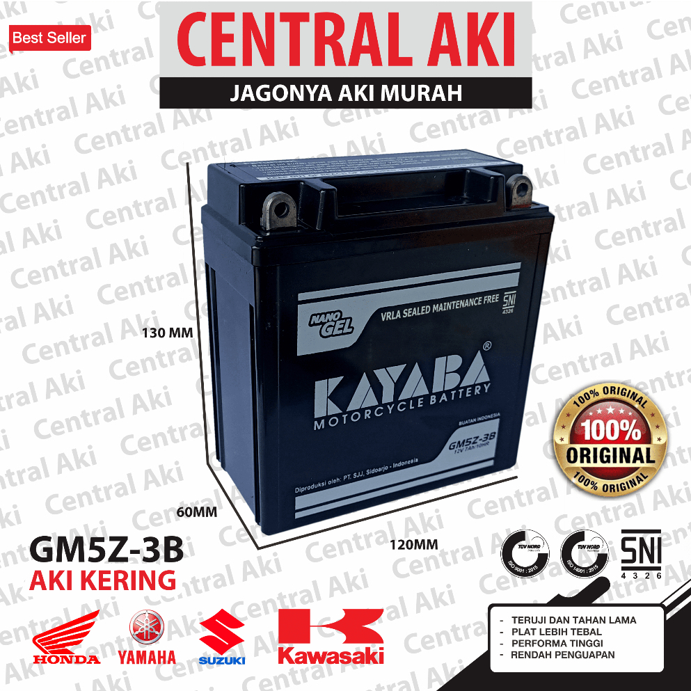 Jual Aki Motor KAYABA GM5Z-3B AKI KERING MOTOR SUPRA X LEGENDA SUPRA FIT SHOGUN ASTREA MEGAPRO ...