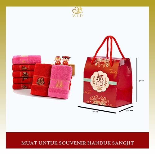 Jual WED Paperbag Souvenir Wedding Sangjit Shuang Xi / Paperbag Handuk ...