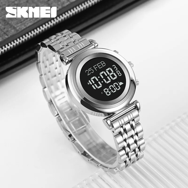 Jual Jam Tangan Digital Pria Qiblat Skmei 1892 Silver Black | Shopee ...