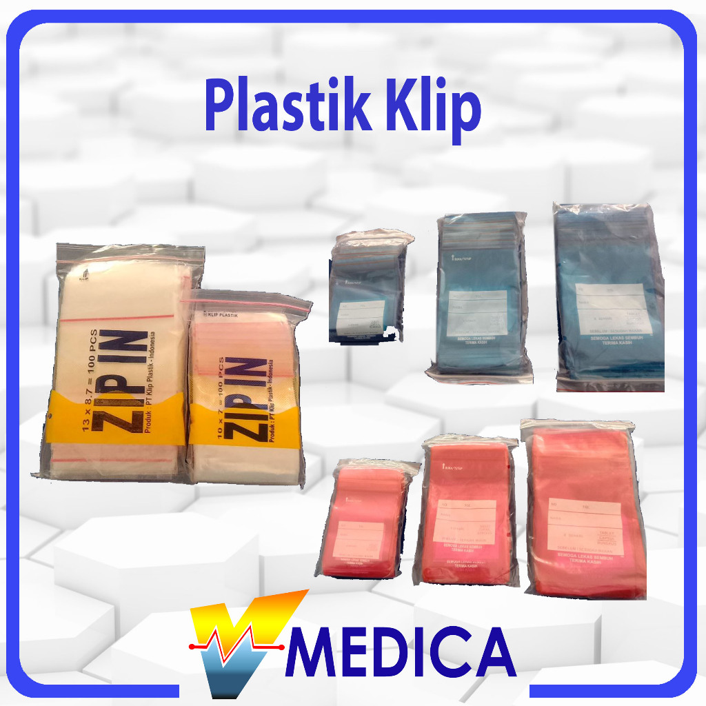 Jual Plastik Klip Obat Polos / Plastik Klip Obat Cetak Bawah Merah Biru ...
