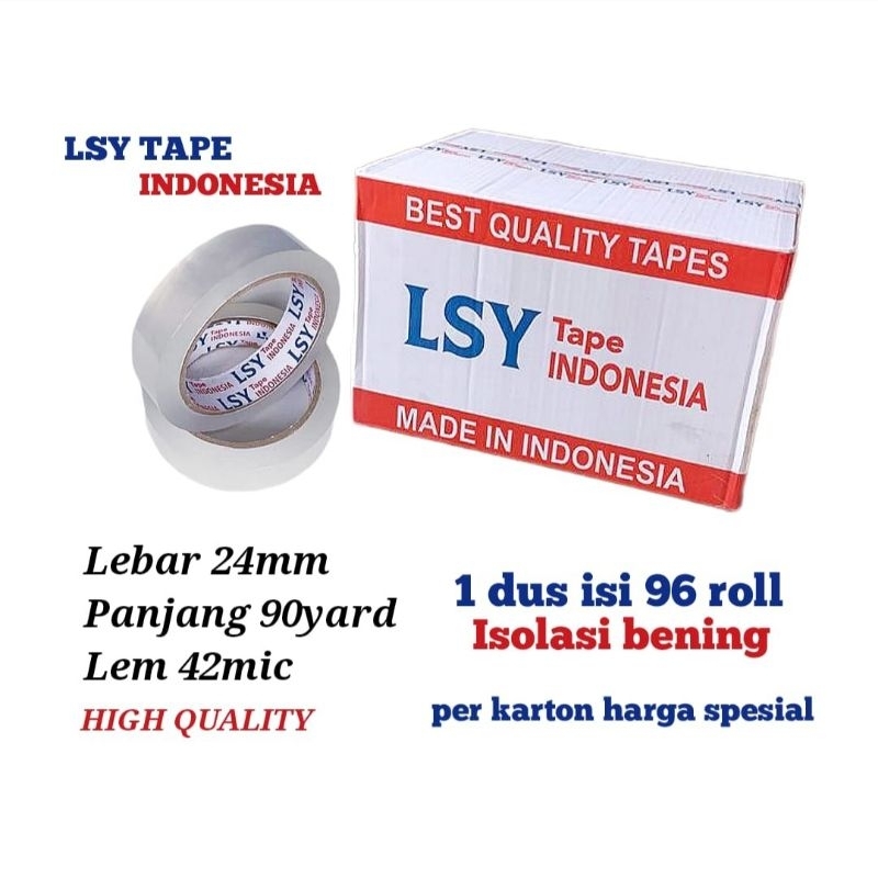 Jual lakban bening / isolasi bening 24mm x 90yard full 1 dus isi 96 roll LSY TAPE INDONESIA ...