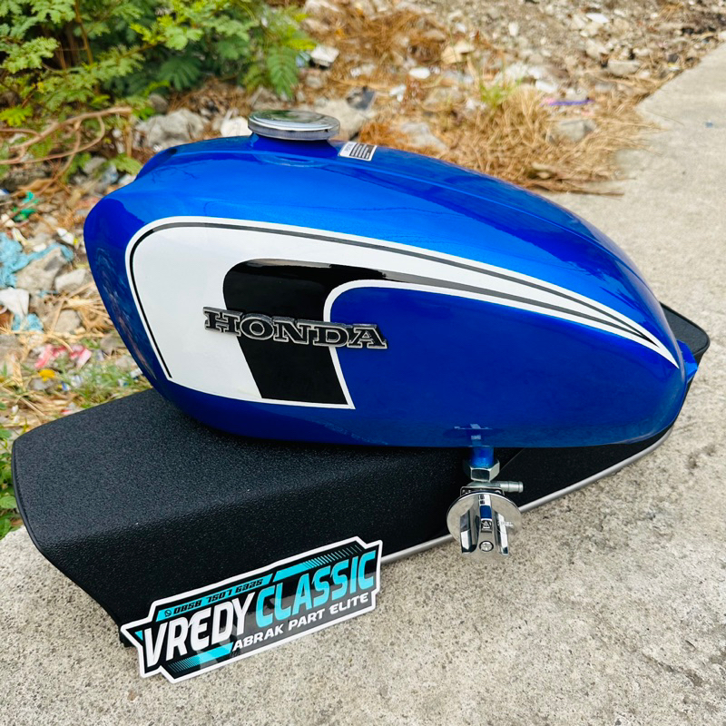 Jual tengki cb100 cb125 BIRU CONVERS set jok set tutup set kran tengki ...