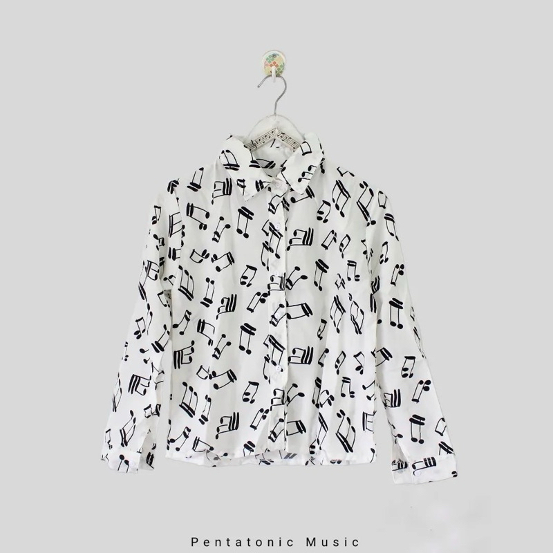 Jual White Notes Shirt Kemeja Musik Not Balok Baju Atasan Putih ...