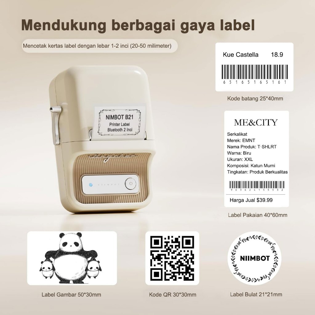 Jual NIIMBOT B21 B1 Pencetak Label Termal, Printer Label Portabel ...