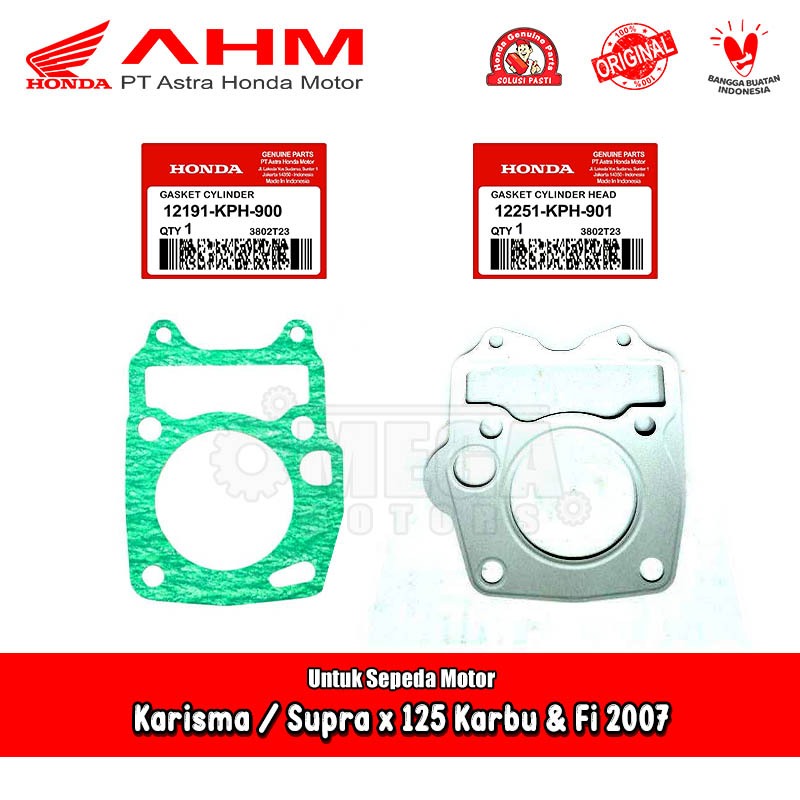 Jual Gasket Paking Blok Deksel Honda Karisma Supra x 125 Karbu Fi 2007 Original AHM 12191 12251 ...