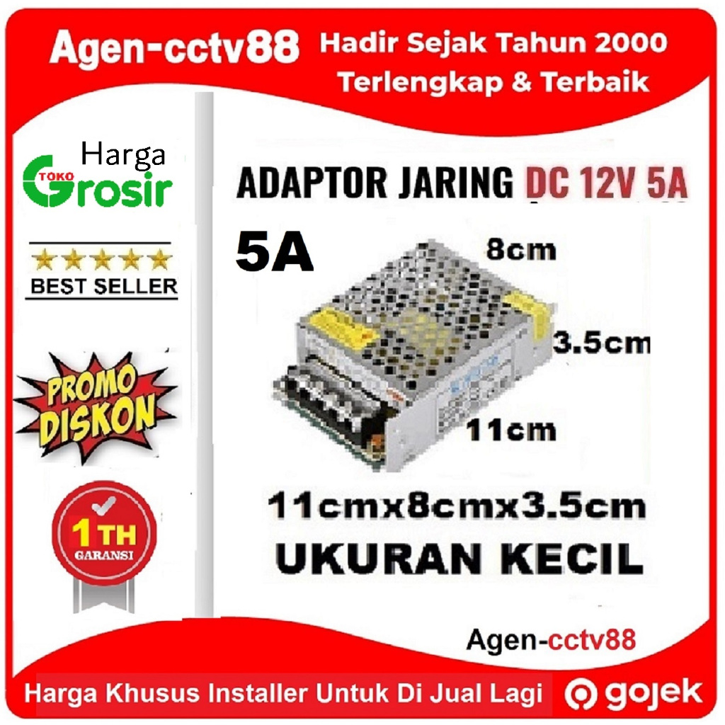 Jual Adaptor Jaring Power Supply DC 12V 5A Murni Garansi 1 Tahun Harga ...