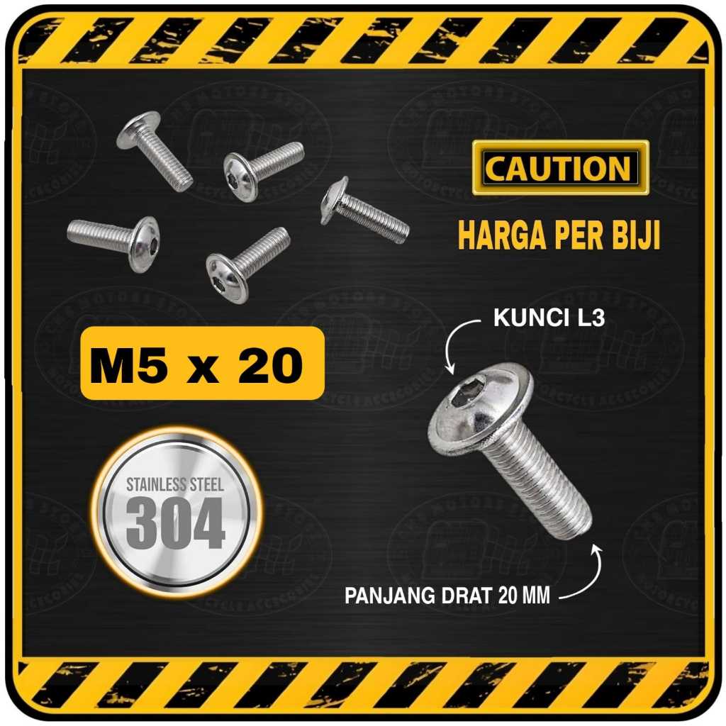 Jual Baut L STAINLESS Button Flange M5 x 20 || M5x20 ( Setara Baut Kunci 8 | Panjang 20 mm / 2 ...