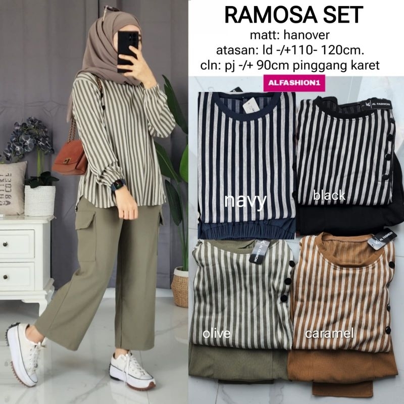 Jual one set celana cargo kekinian Ramosa set rajut knite tebal adem ...
