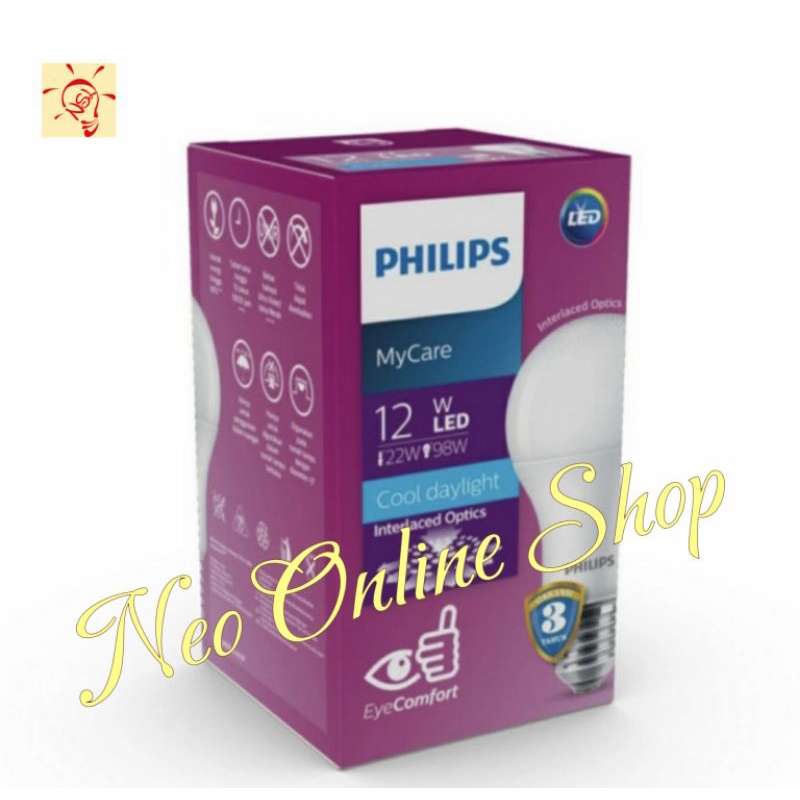 Jual Lampu Bohlam Bulb Led Mycare Philips 12 Watt Putih/Cool Daylight (12W 12 W 12Watt) | Shopee ...