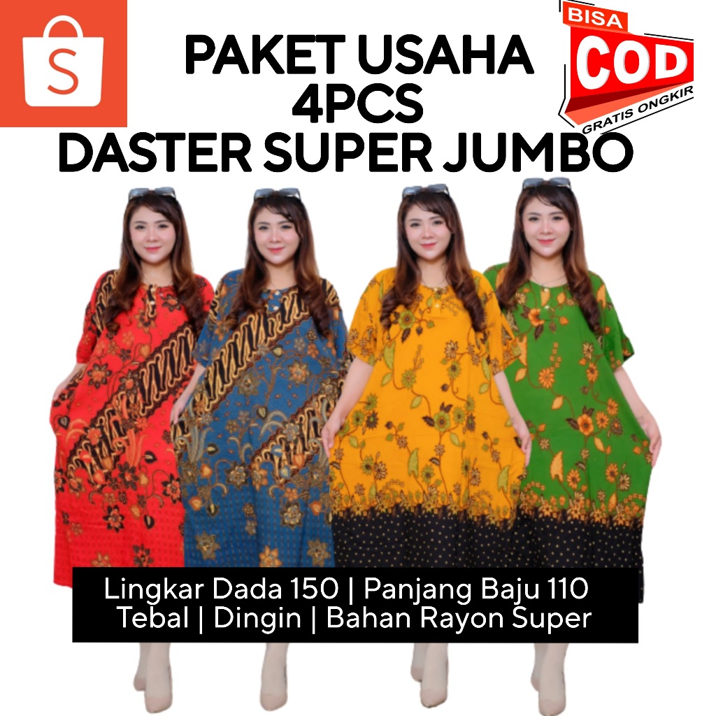 Jual Paket Usaha 4PCS Daster Super Jumbo LD 150 Bahan Halus | Shopee ...