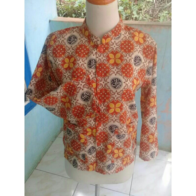 Jual seragam madrasah diniyah BATIK logo qiroati orange cerah | Shopee ...