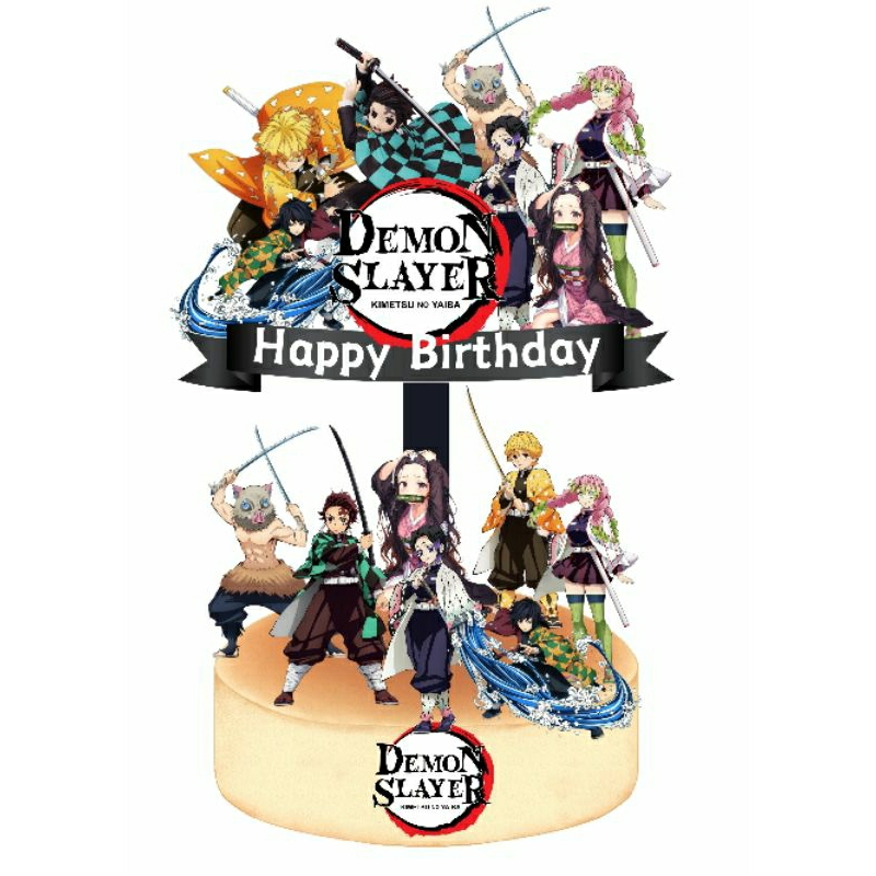 Jual Topper demon slayer/hiasan cake demon slayer custom nama | Shopee ...