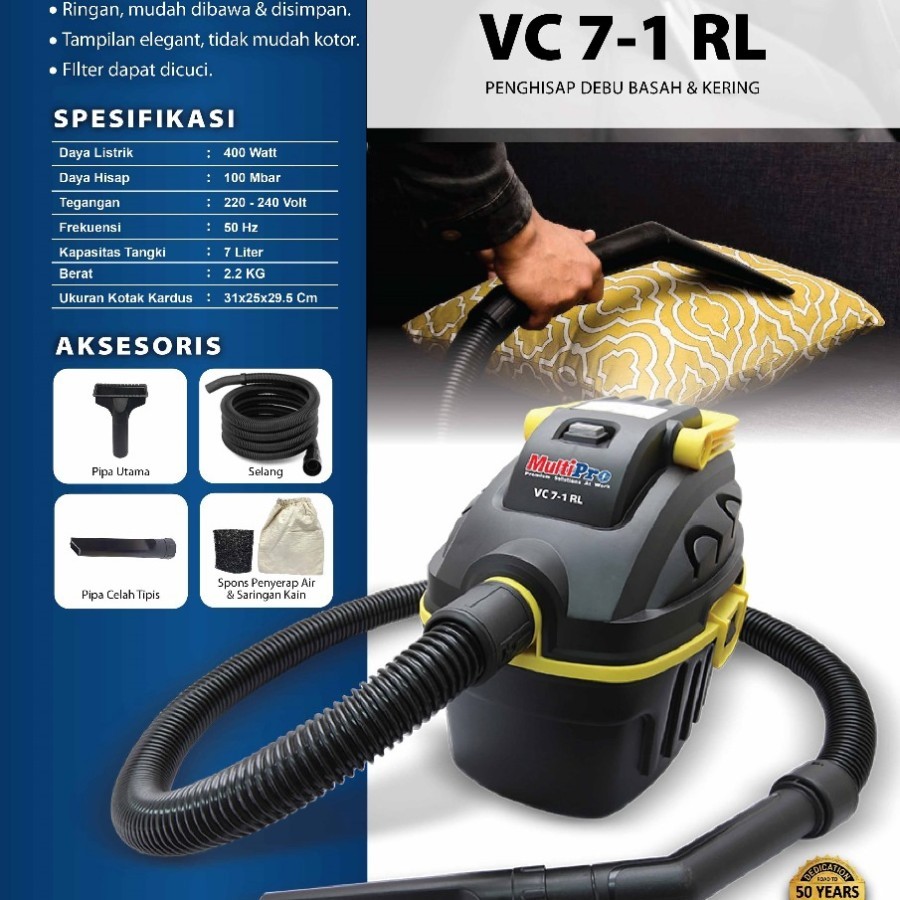 Jual MULTIPRO VC7-1RL Vacuum Cleaner Penghisap Debu Basah Dan Kering | Shopee Indonesia