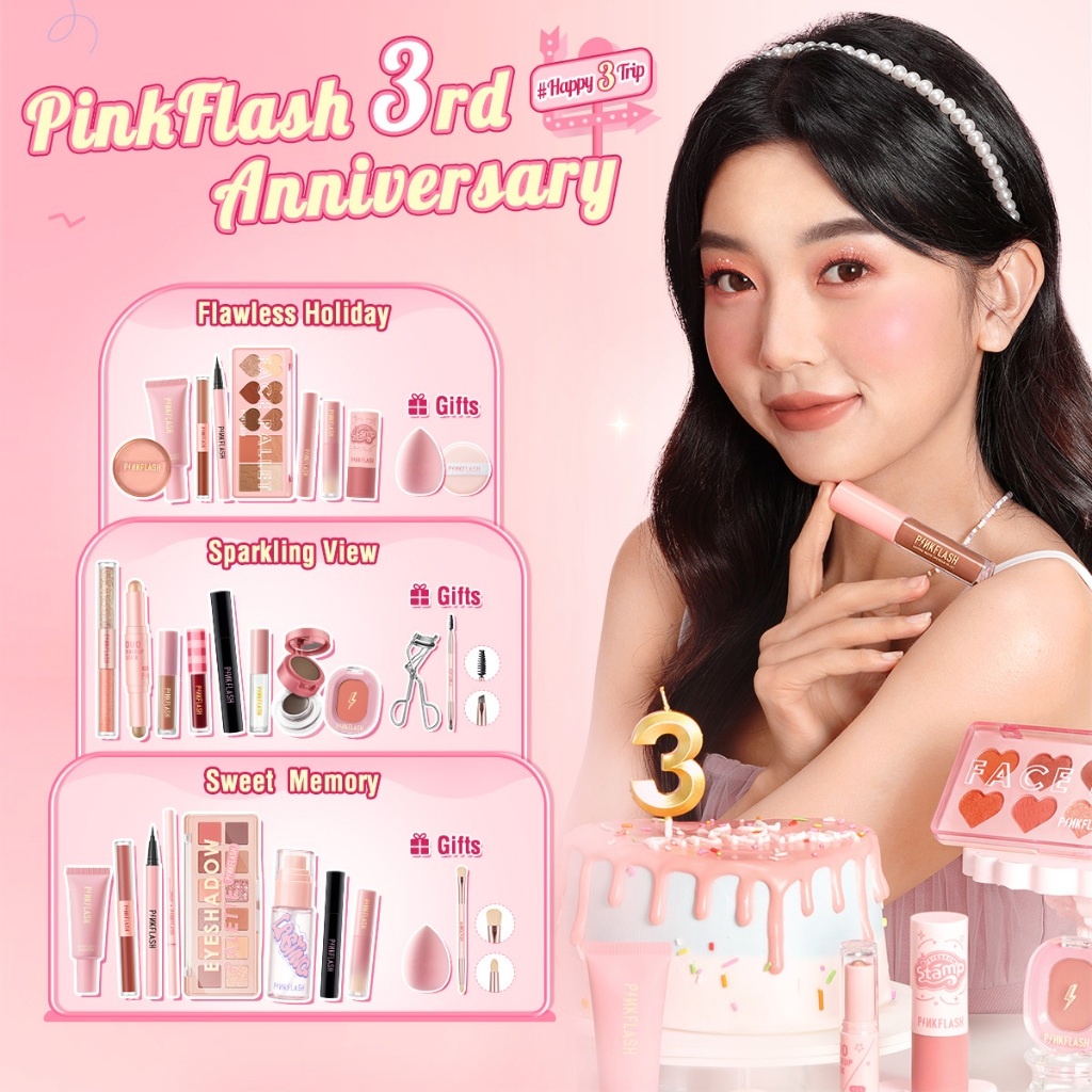 Jual [PAKET 3rd Anniversary | 10PCS MAKEUP SET 260RIBU] PINKFLASH 3rd ...