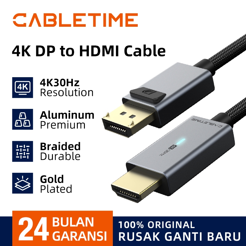Jual CABLETIME Kabel DisplayPort DP To HDMI 4K UHD DisplayPort Cable ...