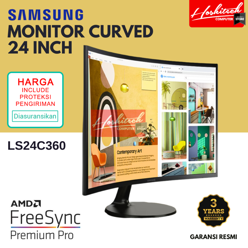 Jual Monitor Samsung Curved 24 inch LS24C360EA FHD 75hz Garansi Resmi ...