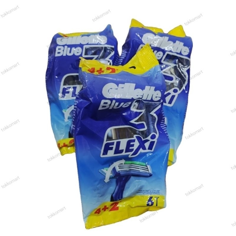Jual Gillette Blue 3 Flexi Razor 4 Gratis 2 isi 6 Pisau Cukur | Shopee ...