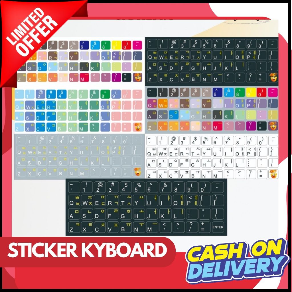 Jual stiker keyboard korean Stiker Huruf Alfabet Korea Anti Air Untuk ...