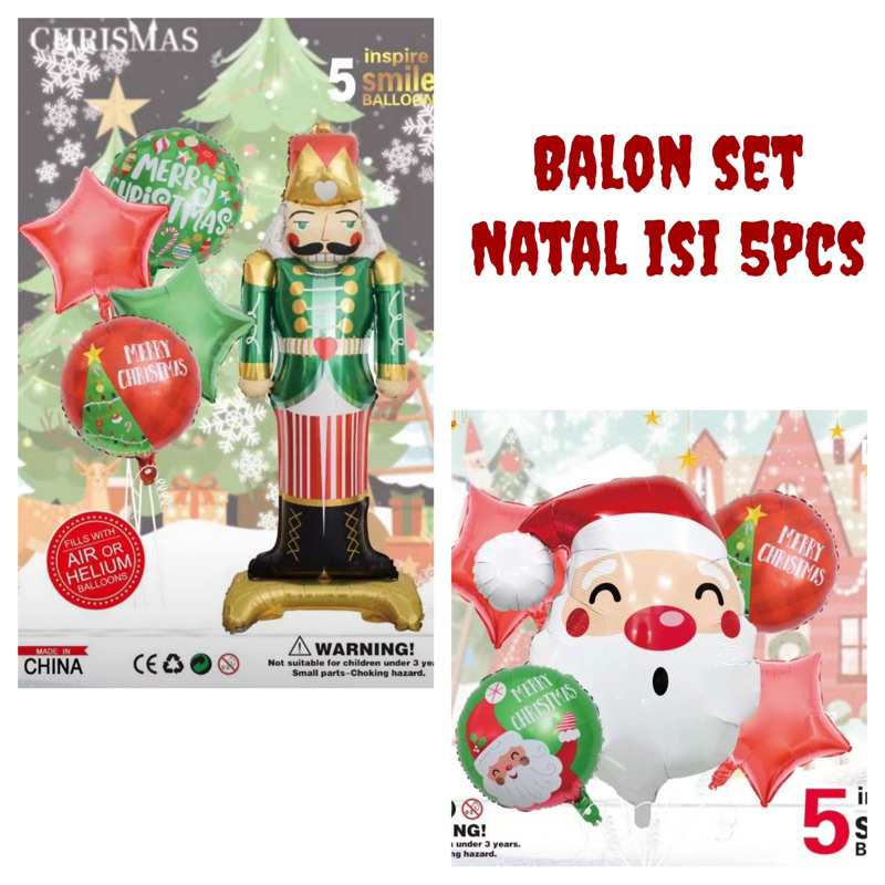 Jual BALON NATAL SET ISI 5pcs SANTA CHRISTMAS | Shopee Indonesia