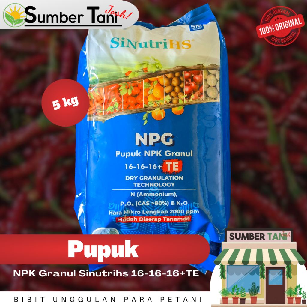 Jual SiNutriHS Pupuk NPK Granul 16-16-16+TE Kemasan 5kg | Shopee Indonesia