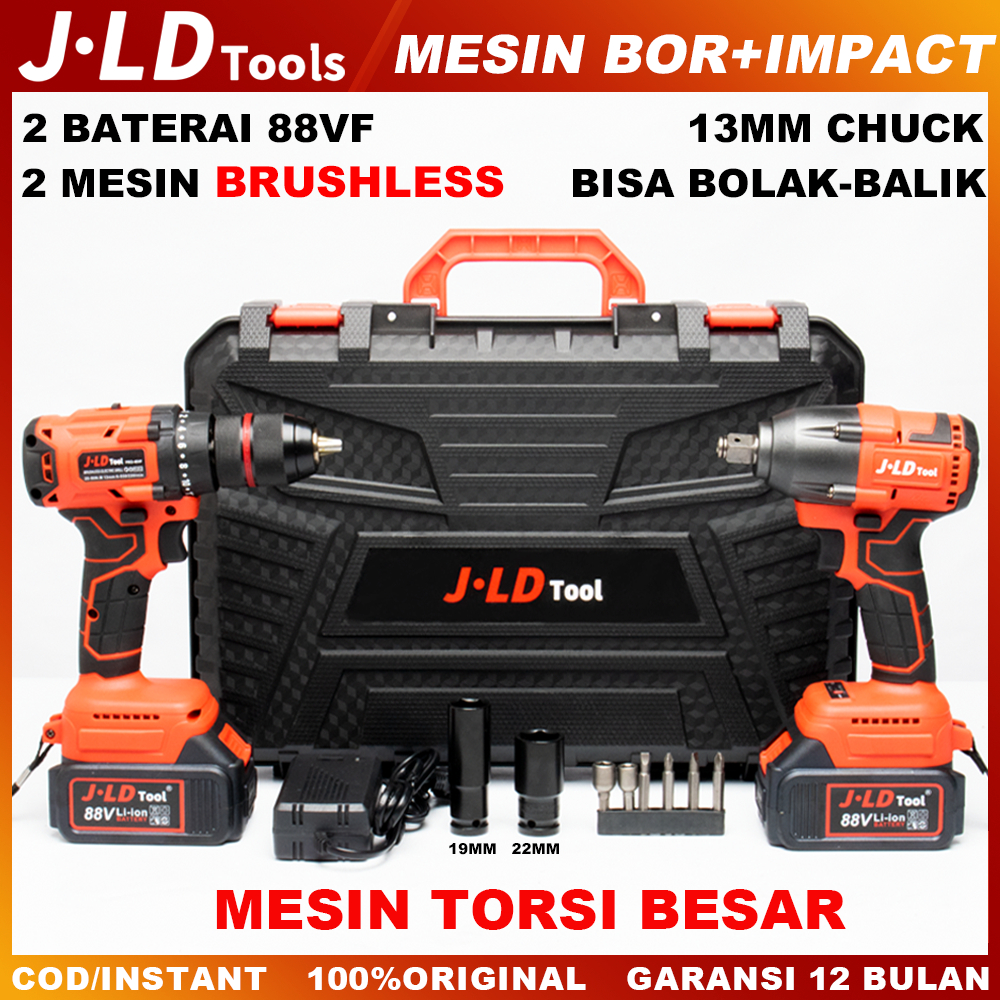 Jual JLD Mesin bor and Impact Wrench Brushless motor 88VF Impact baterai torsi besar 13MM Bor ...