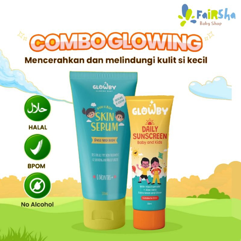 Jual Glowby Combo Glowing Daily Sunscreen 30ml+Skin Serum Lotion 100ml ...