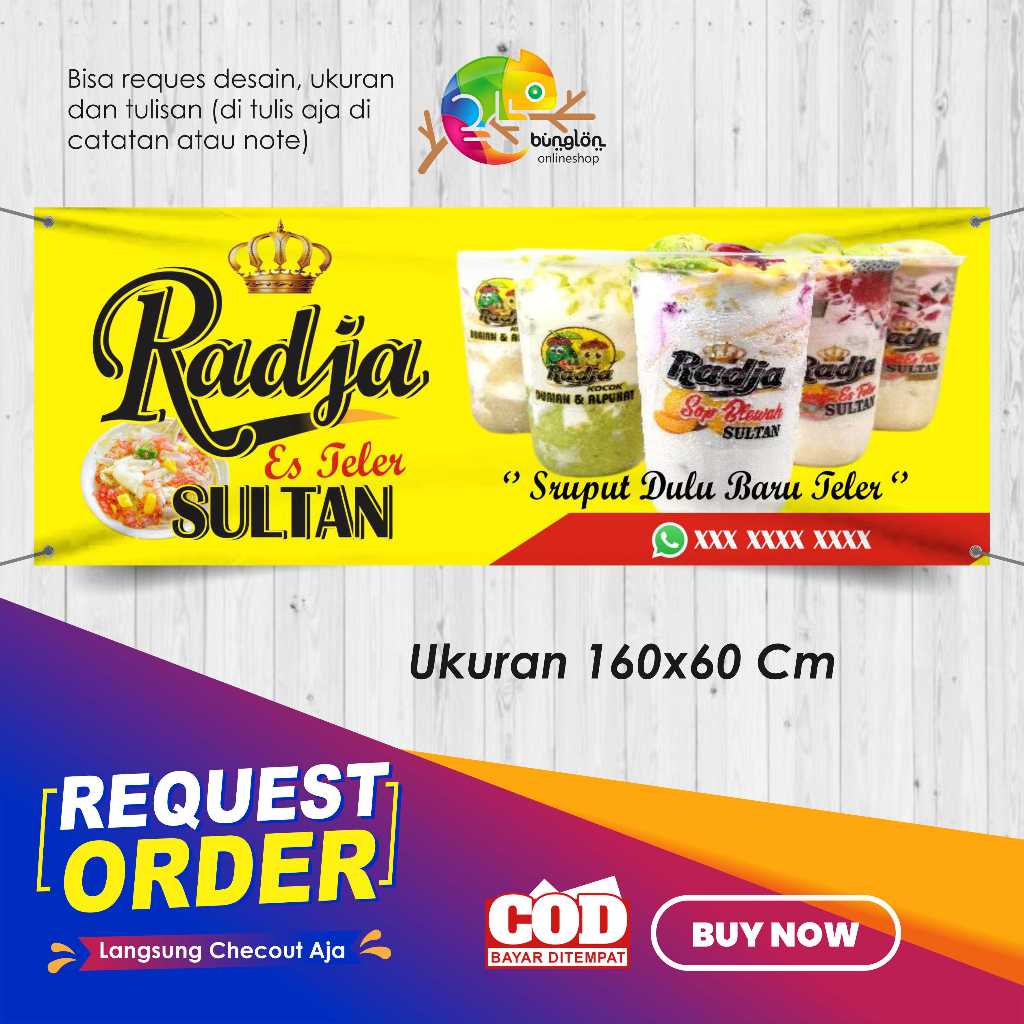 Jual Spanduk Banner 160x60 Es Teler Sultan Custom | Shopee Indonesia