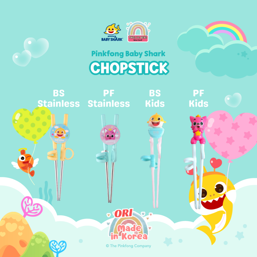 Jual Pinkfong Baby Shark Kids Stainless Steel Chopsticks Ori Korea ...