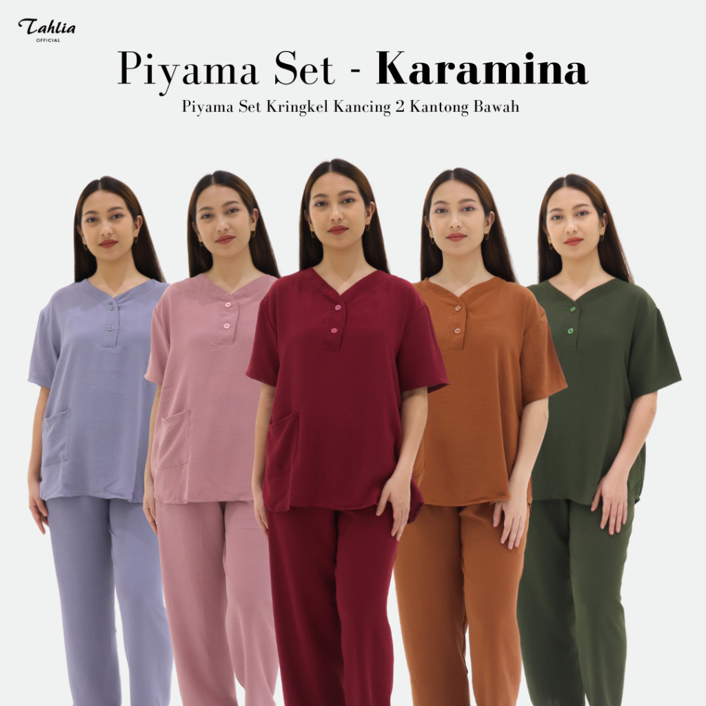 Jual TAHLIA OFFICIAL - KARAMINA TL-E1158 | Piyama Set Polos Kancing 2 ...