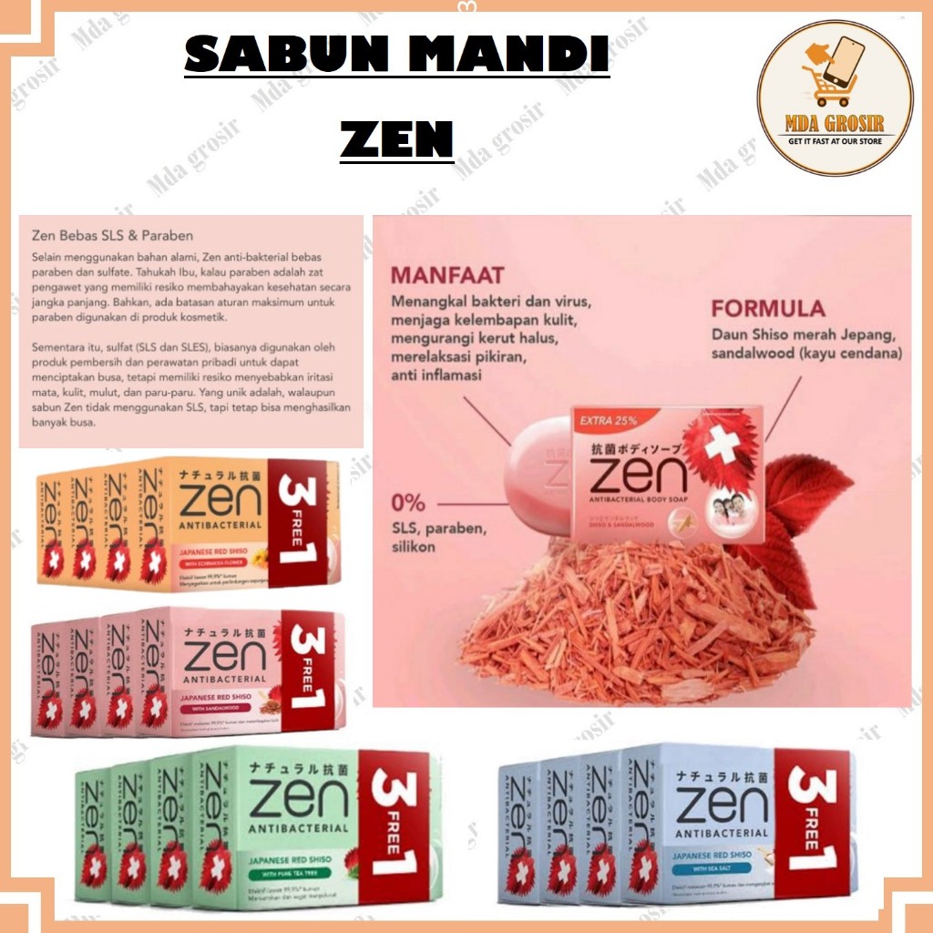 Jual [MDAGROSIR] ZEN ANTI BACTERIAL BAR SOAP TANPA KANDUNGAN SLS DAN ...