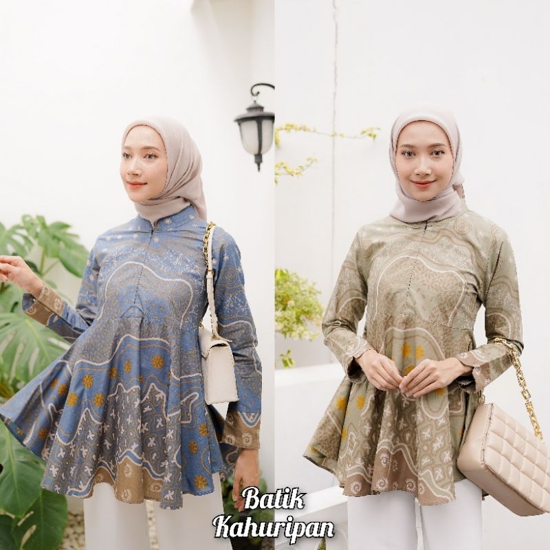 Jual Batik Wanita Blouse Batik Wanita Baju Batik Wanita Modern Peplum ...