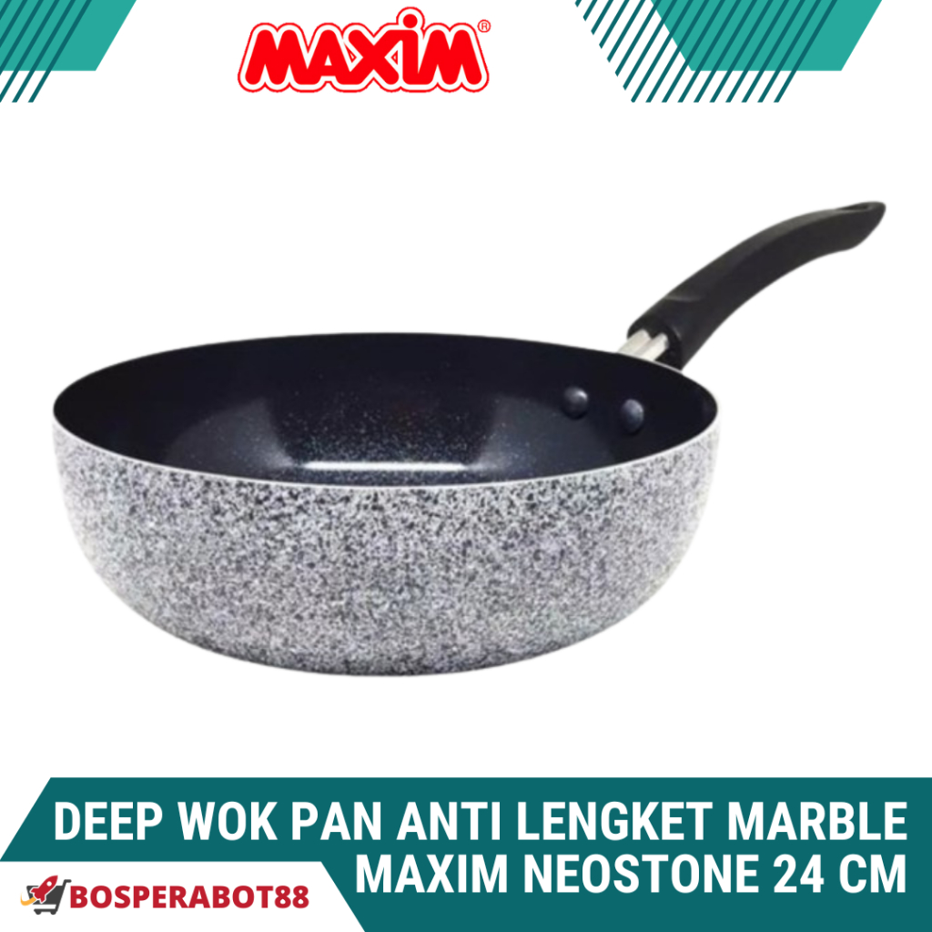Jual Deep Wok Pan Anti Lengket Marble Ceramic Wok MAXIM NEOSTONE 24 cm | Shopee Indonesia
