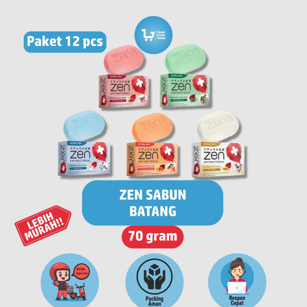 Jual PAKET 12 PCS !! LEBIH MURAH !! Zen Sabun Mandi Batang 70 gram ...