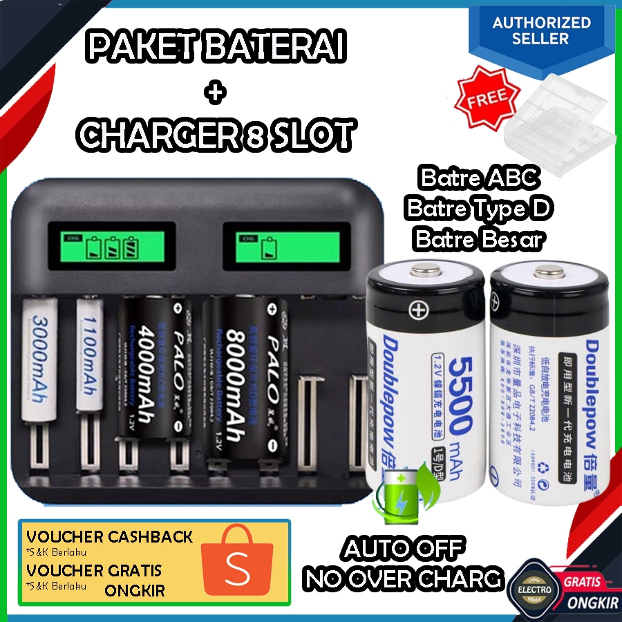 Jual Doublepow Baterai Cas LR14 C Size Ni-CD Rechargeable 1.2V 2750mAh ...