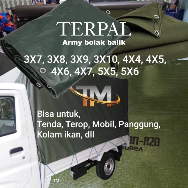 Jual Terpal Army Armi A20 Korea warna hijau botol ukuran 4x6 3x8 3x7 ...