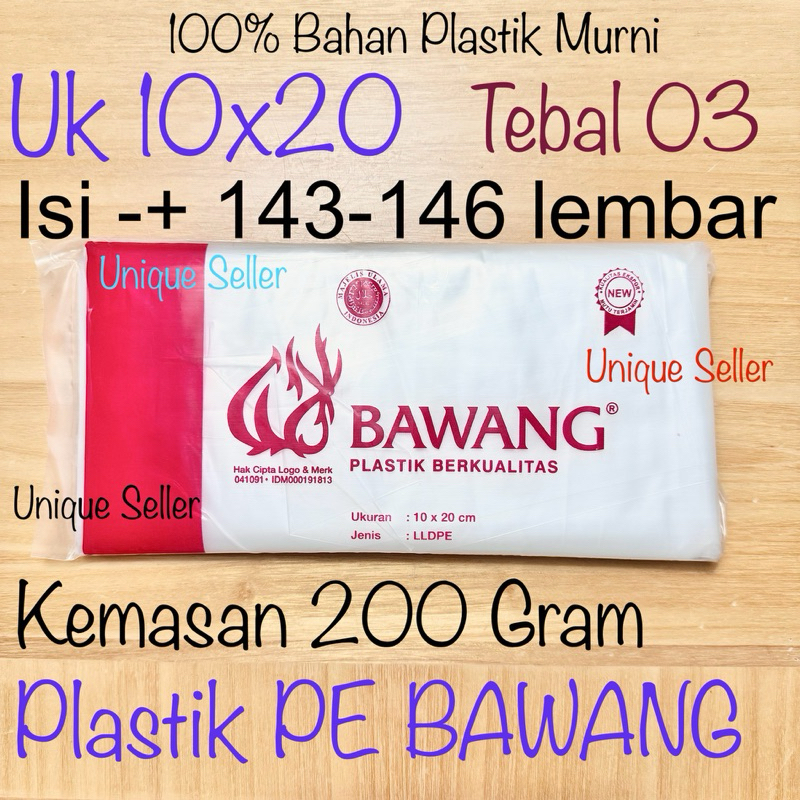 Jual Plastik PE Bawang Tebal 03 Uk 10x20 (1/4 kg) 12x25 (1/2 kg) 15x30 (1 kg) 18x35 (2 kg) 20x35 ...